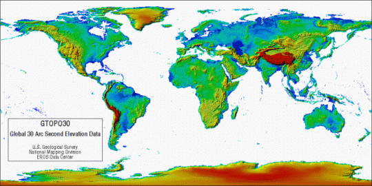 GTOPO30 DEM of the world | Orr & Associates